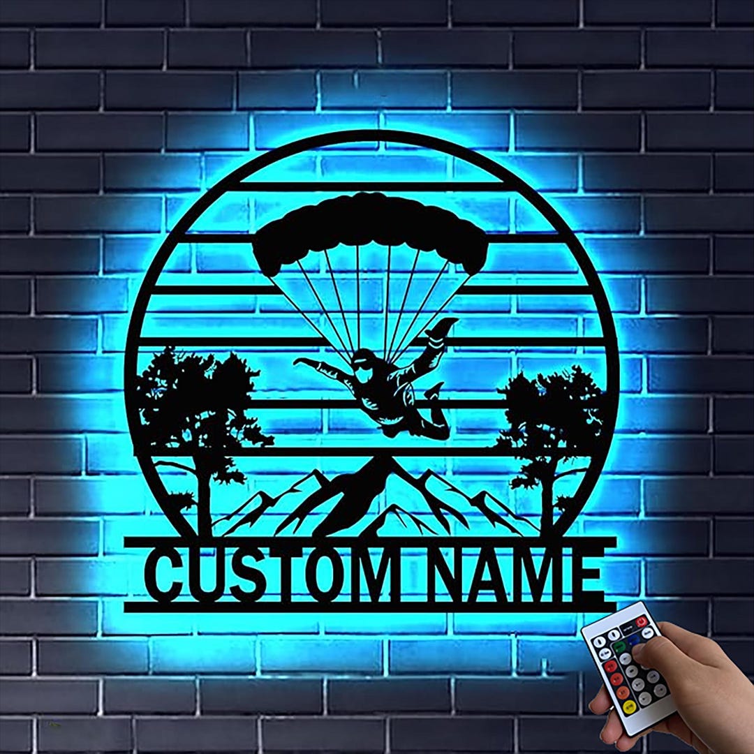 Personalized Parachute Name Sign Home Decor Skydive Decoration Man Cave ...