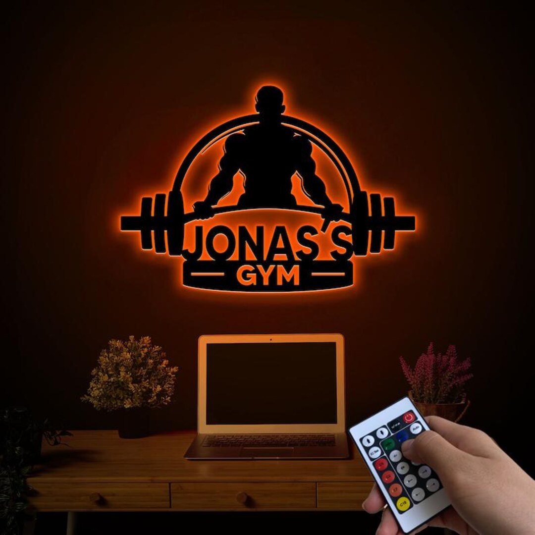 Personalized Home Gym Signs With Led Lights, Metal Gym Wall Art, Gym ...