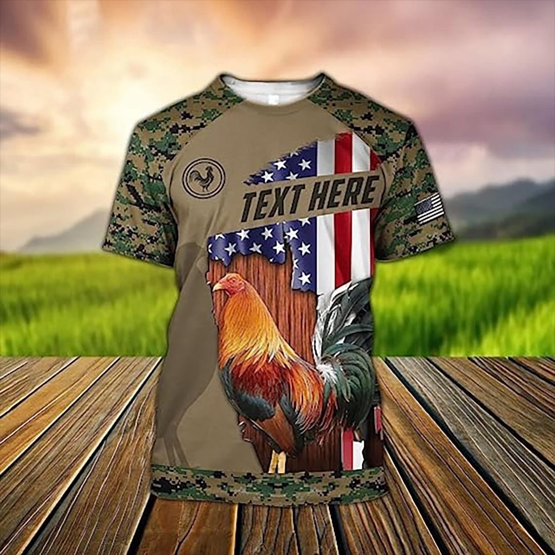 Personalized 3D Rooster T-shirt, Custom Name Rooster Short Sleeve Shirt ...