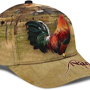 Personalized Rooster Baseball Cap, Custom Adjustable 3D Printed Rooster ...