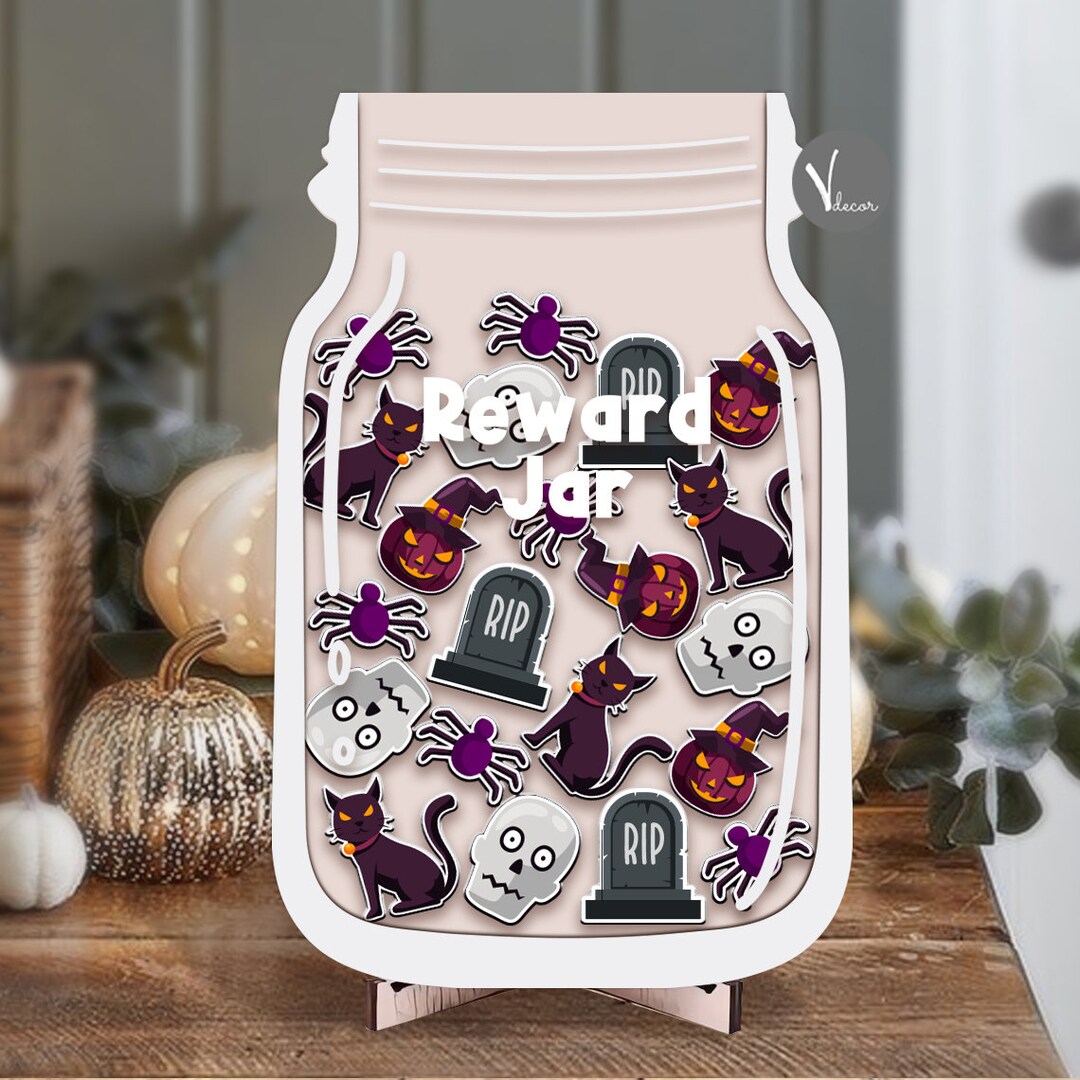 Custom Horror Halloween Reward Jar for Kids, Spider Halloween Acrylic ...