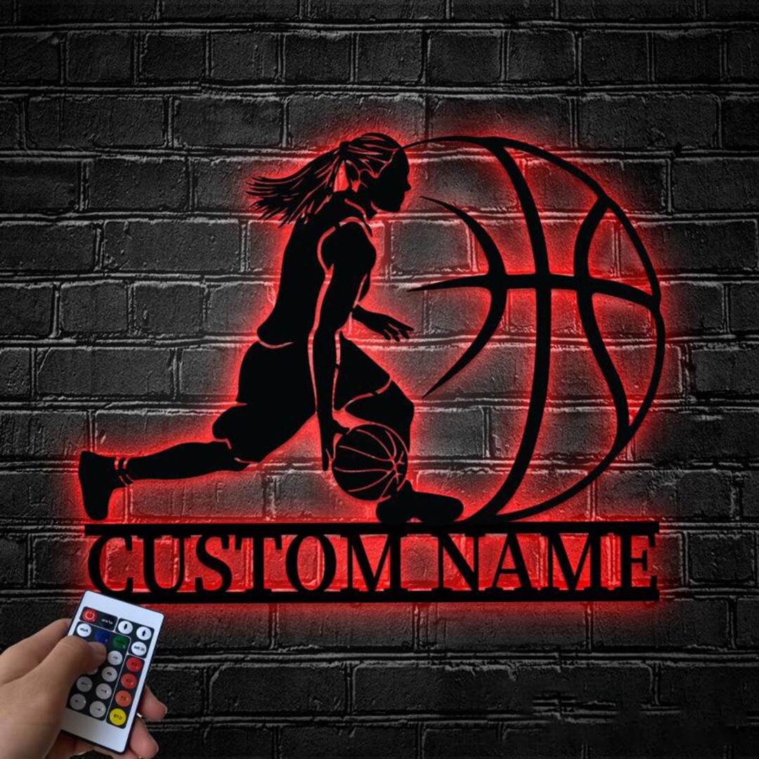 Personalized Girl Basketball Metal Sign, Basketball Metal Light ...