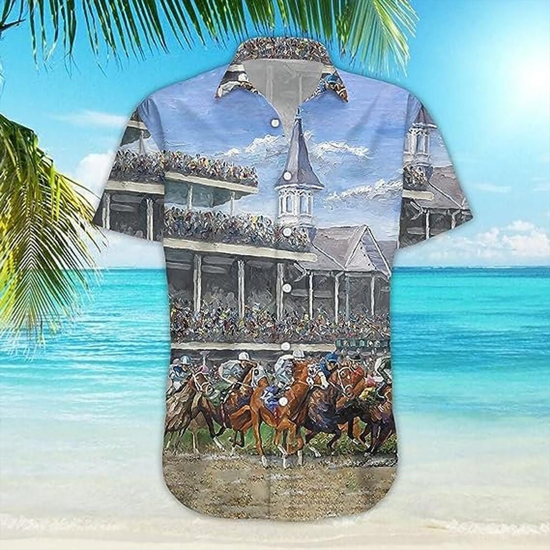 Field Horse Racing at Racetrack Hawaii Shirt, Horse Racing Hawaii Shirt ...