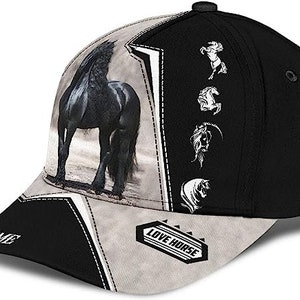 Personalized Friesian Horse Baseball Cap, Custom Adjustable 3D Printed ...