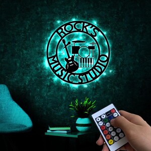 Personalized Musical Instruments Metal Wall Art With Led Lights, Custom ...