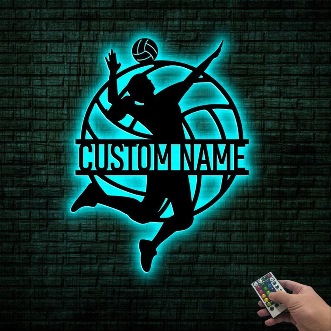 Personalized Volleyball Sign, Metal Wall Art With LED Lights, Ideal ...