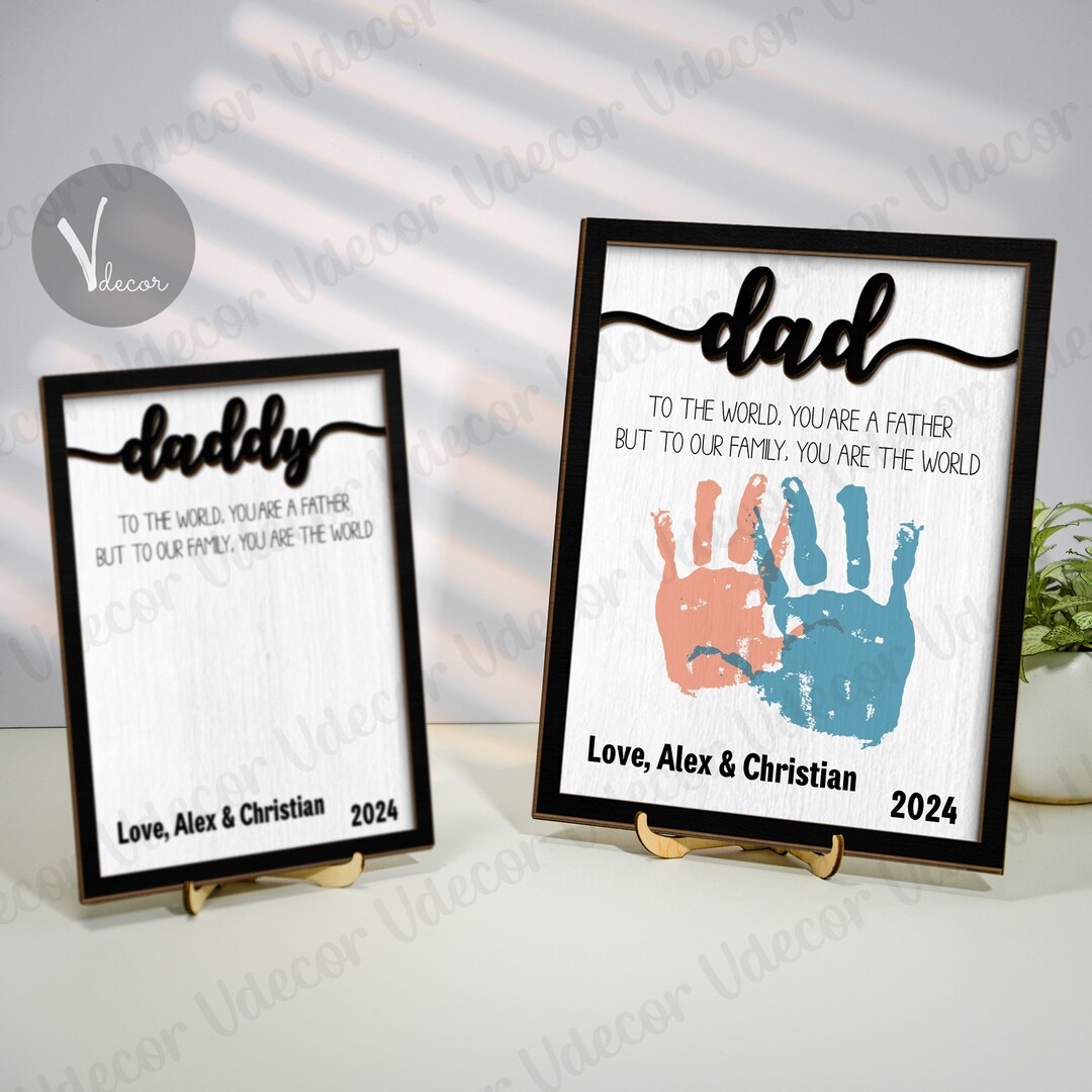 Personalized Father's Day Handprint Sign, Custom Best Dad Ever Hands ...