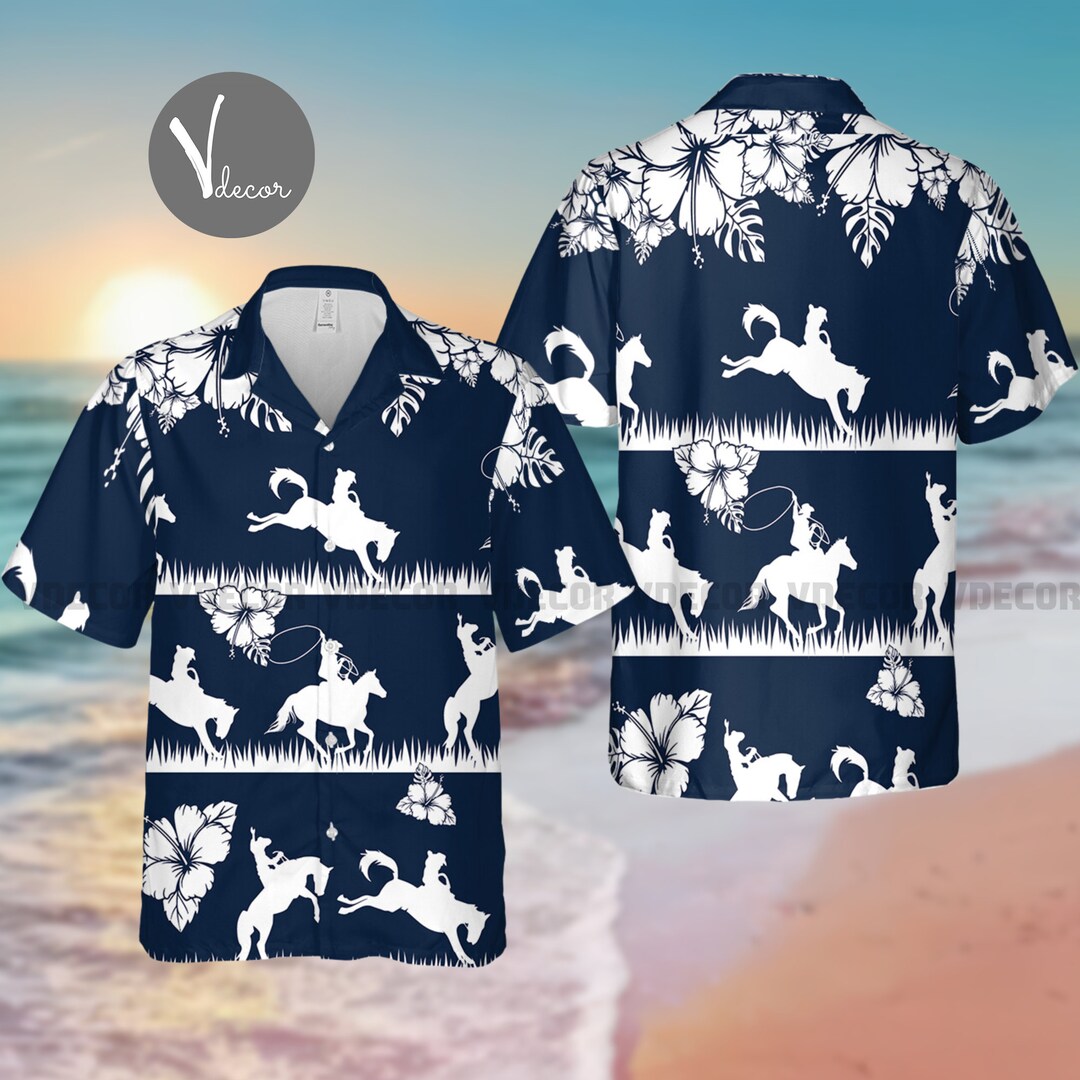 Cowboy Floral Pattern Hawaiian Shirt, Cowboy Lover Summer Shirt, 3D ...