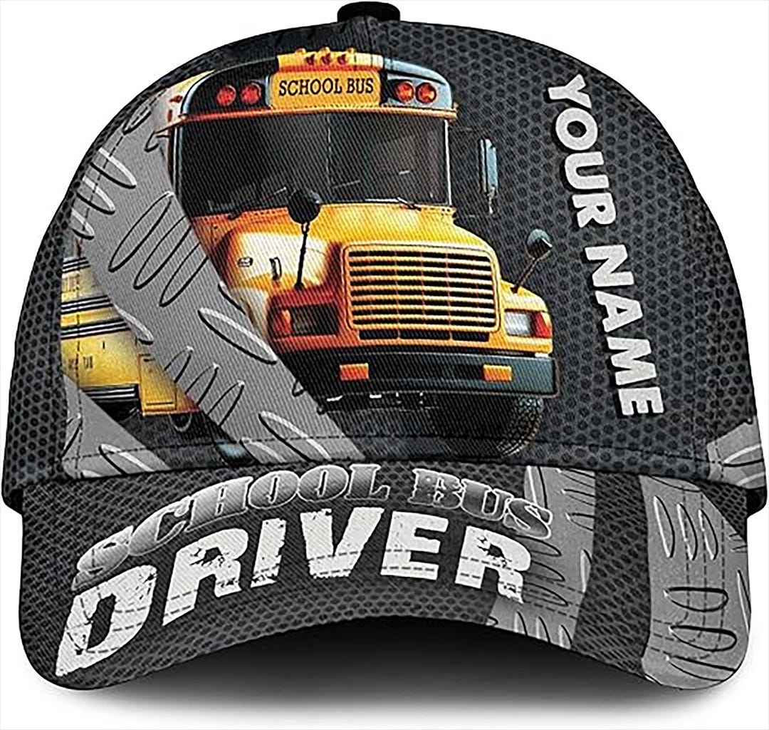 Custom School Bus Driver Hat, Personalized Name Cap With Yellow Bus ...