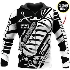 Personalized Unisex Novelty Hoodies Barber Black Pullover Sweatshirt ...