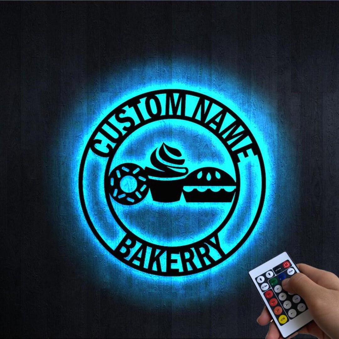 Custom Bakery Metal Sign Led,personalized Baker Name Sign, Baking Wall ...