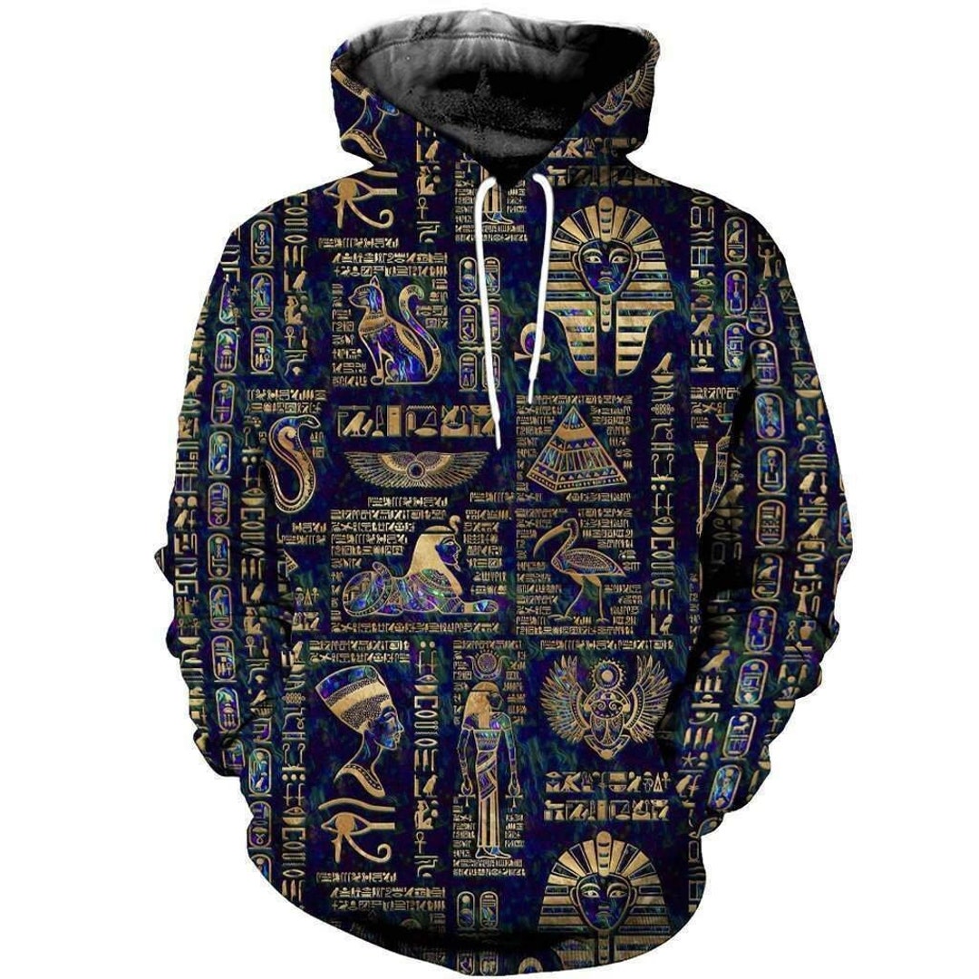 Unisex Egyptian Hieroglyphs and Deities Sweatshirt Hoodie, Egypt Hoodie ...