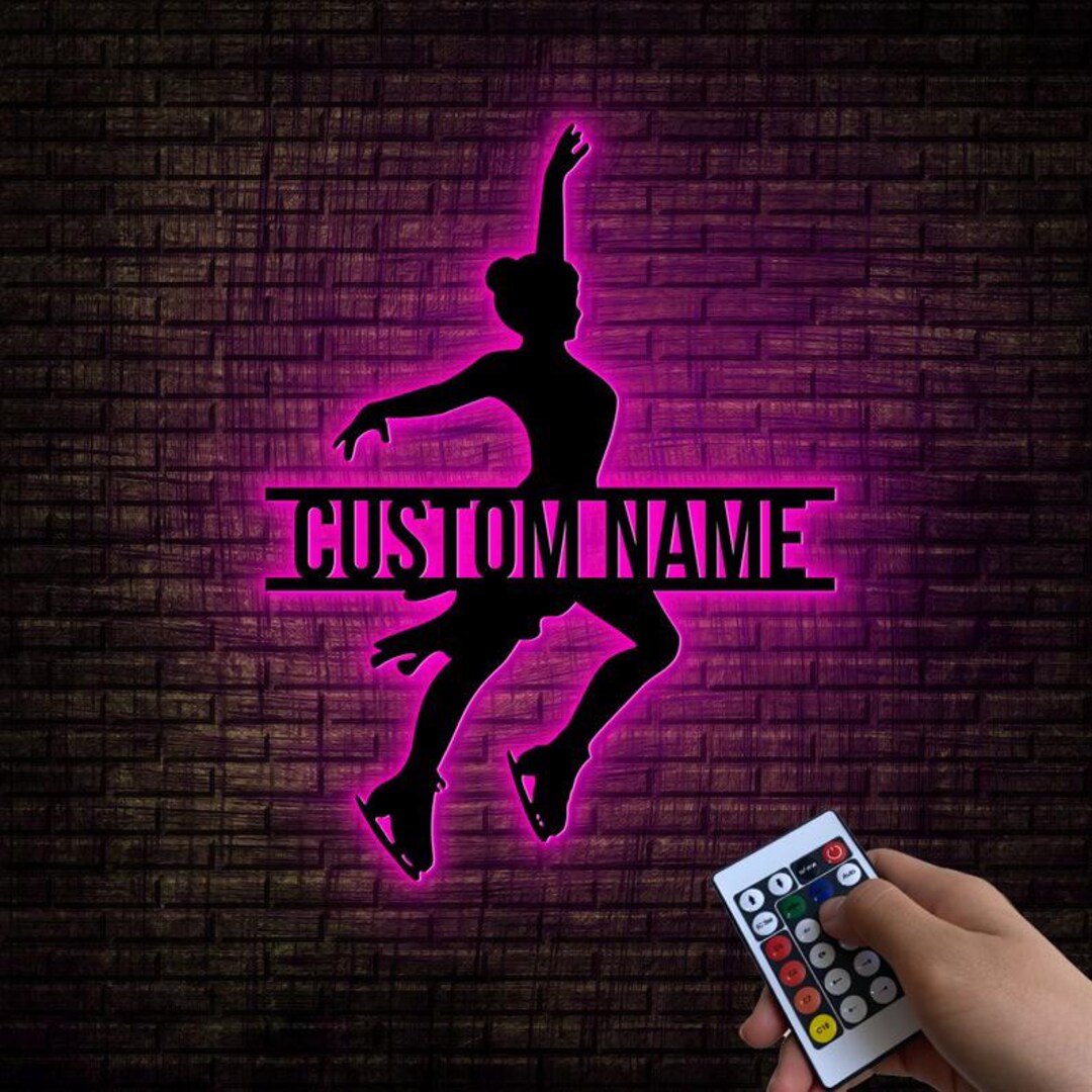 Personalized Figure Skating Sign With LED Light, Metal Wall Art ...