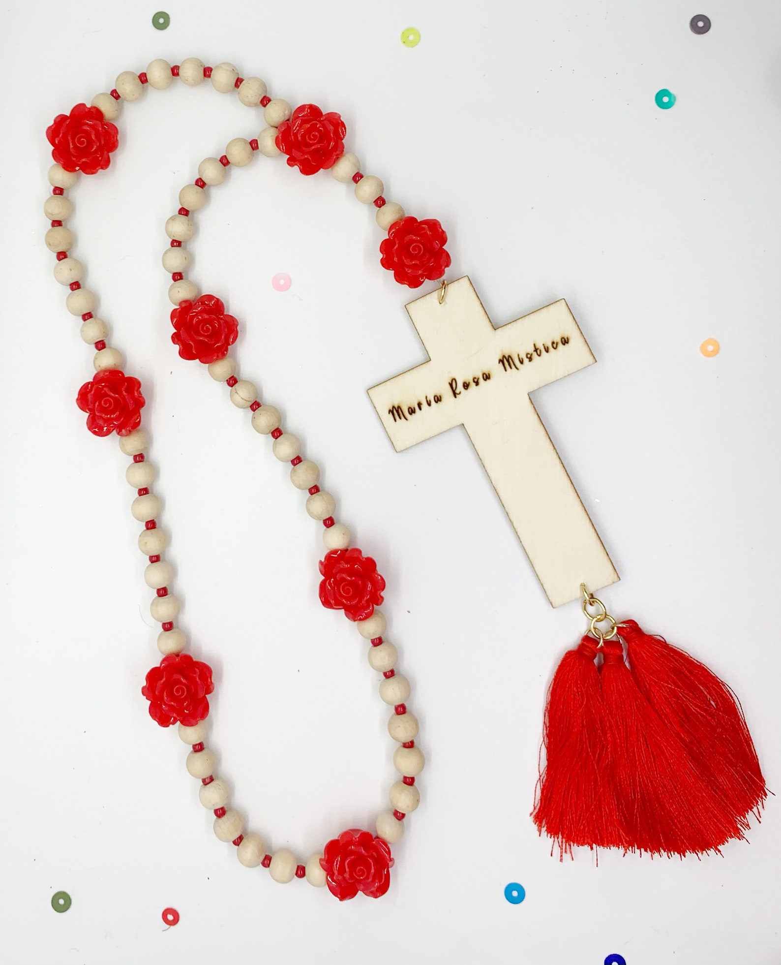 María Rosa Mística Rosary - Big/ Medium/ Small RED Flowers - Mary ...