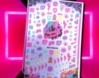 Neon Pink Stickers - Etsy