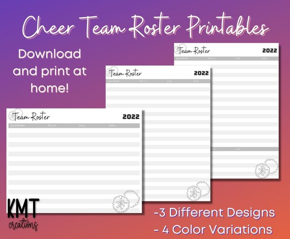 Cheer Team Roster 2022 Printable PDF Printable Cheer Team - Etsy Israel