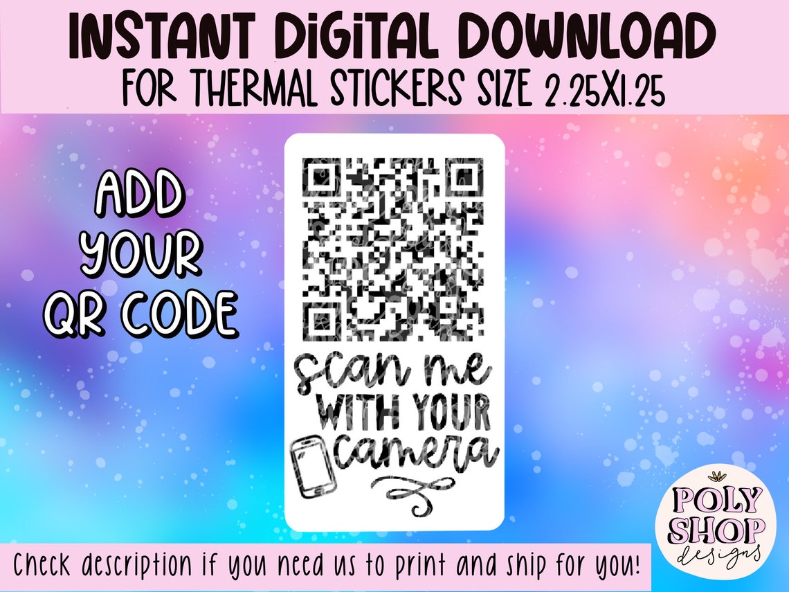 QR Code Scan Me With Your Camera Thermal Sticker PNG Download - Etsy