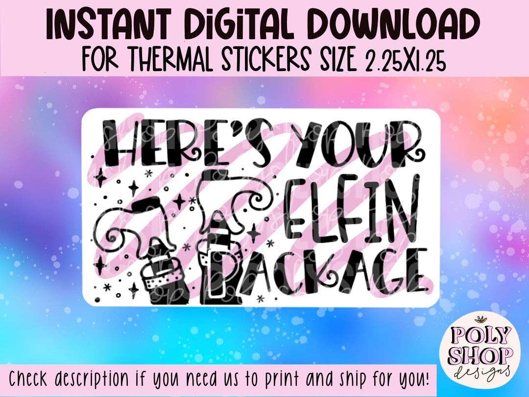 Heres Your Elfin Package Christmas Thermal Sticker PNG Download ...
