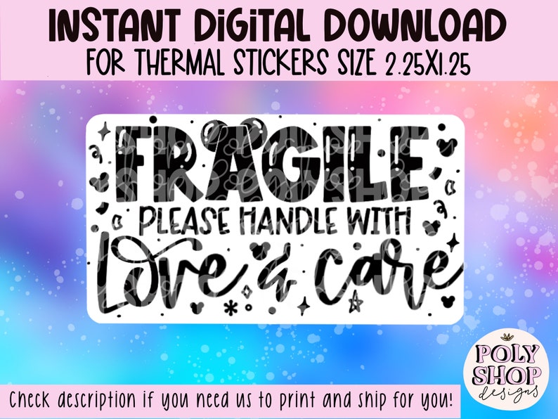 Fragile Handle With Love & Care PNG Thermal Digital Download - Etsy