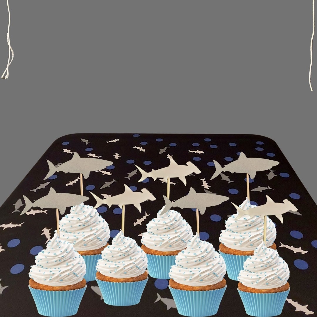 Shark Cupcake Toppers/ Shark Baby Shower/ Shark Birthday Party - Etsy
