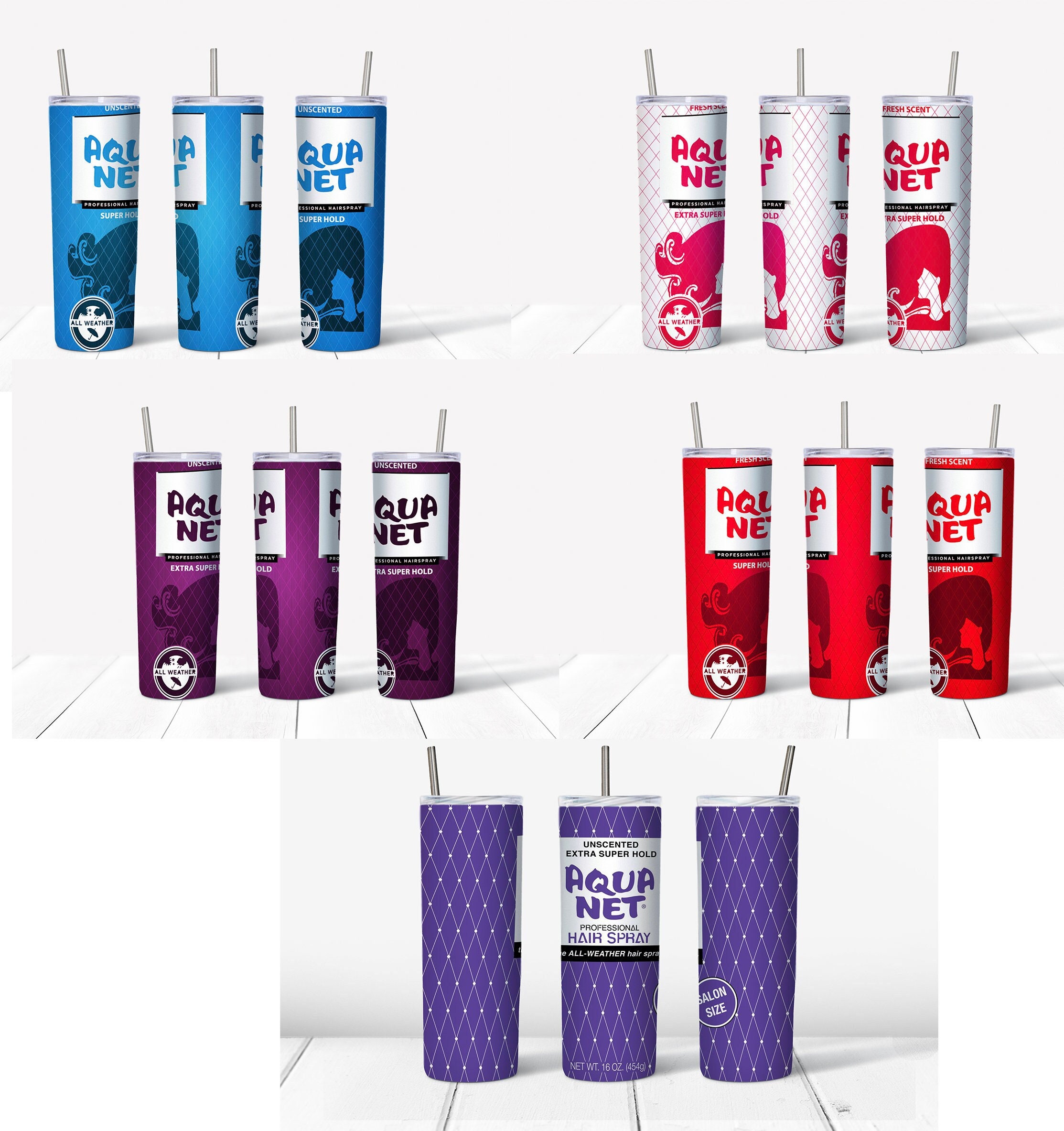 Aqua Net Tumbler Wrap Bundle, PNG Digital Download - Etsy