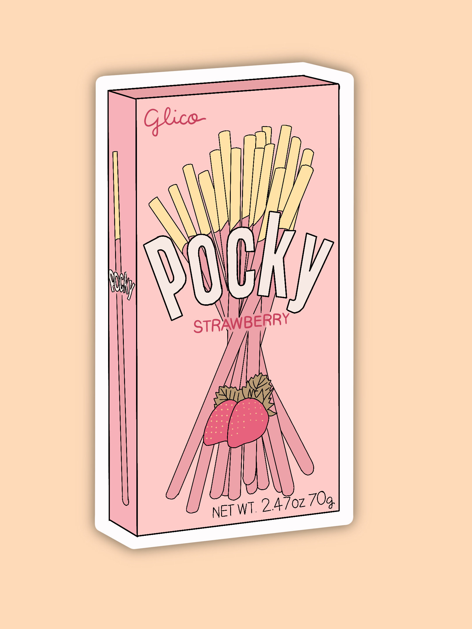 Strawberry Pocky Sticker Pink Sticker Laptop Decal Asian | Etsy New Zealand