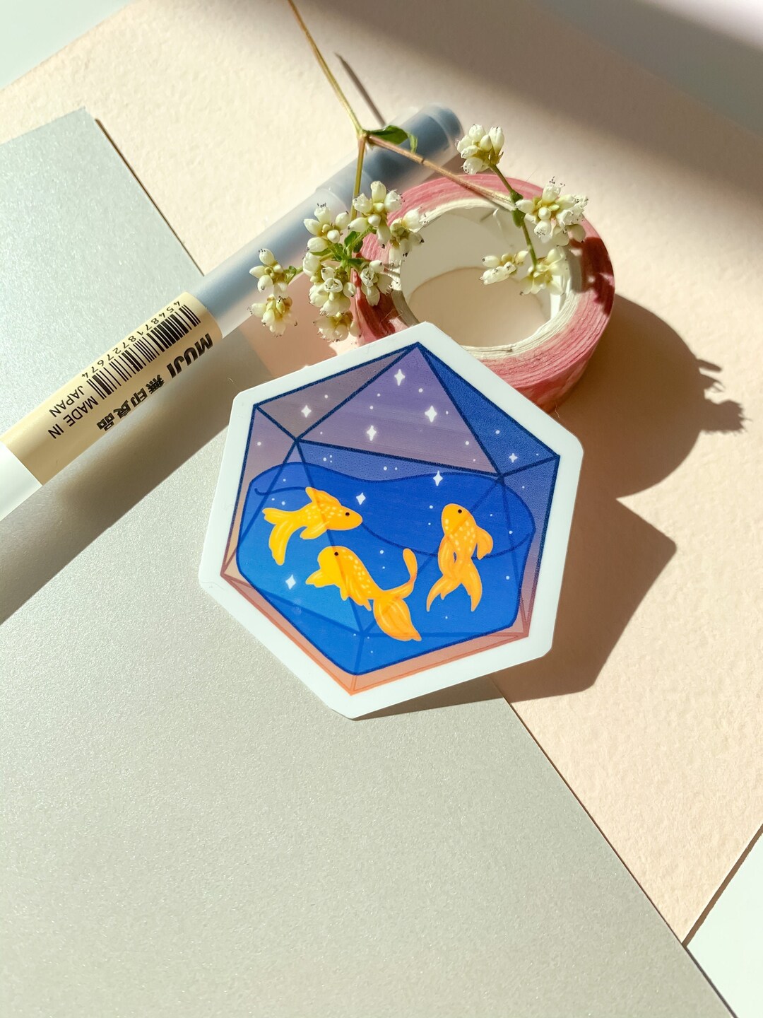 Goldfish Dice Sticker, Dnd Art Sticker, Blue Sticker - Etsy