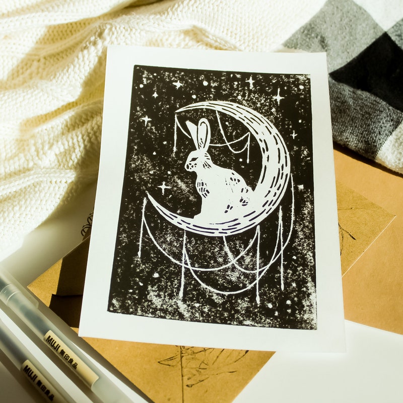 Rabbit in the Moon - Etsy
