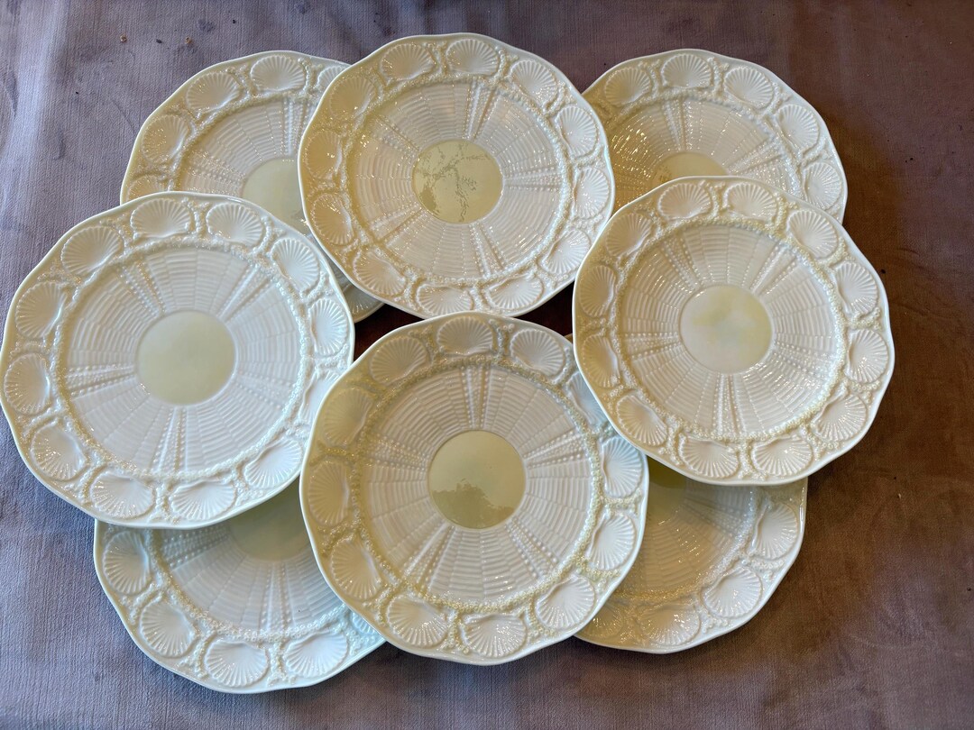 Vintage Belleek New Shell White Dishes, Set of 7 - Etsy