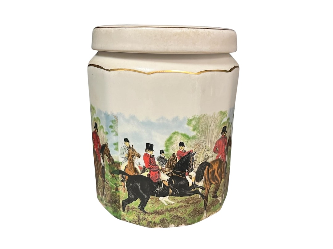 Vintage English Hunt Scene Jar - Etsy