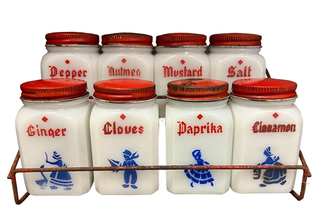 Milk Glass Spice Jars