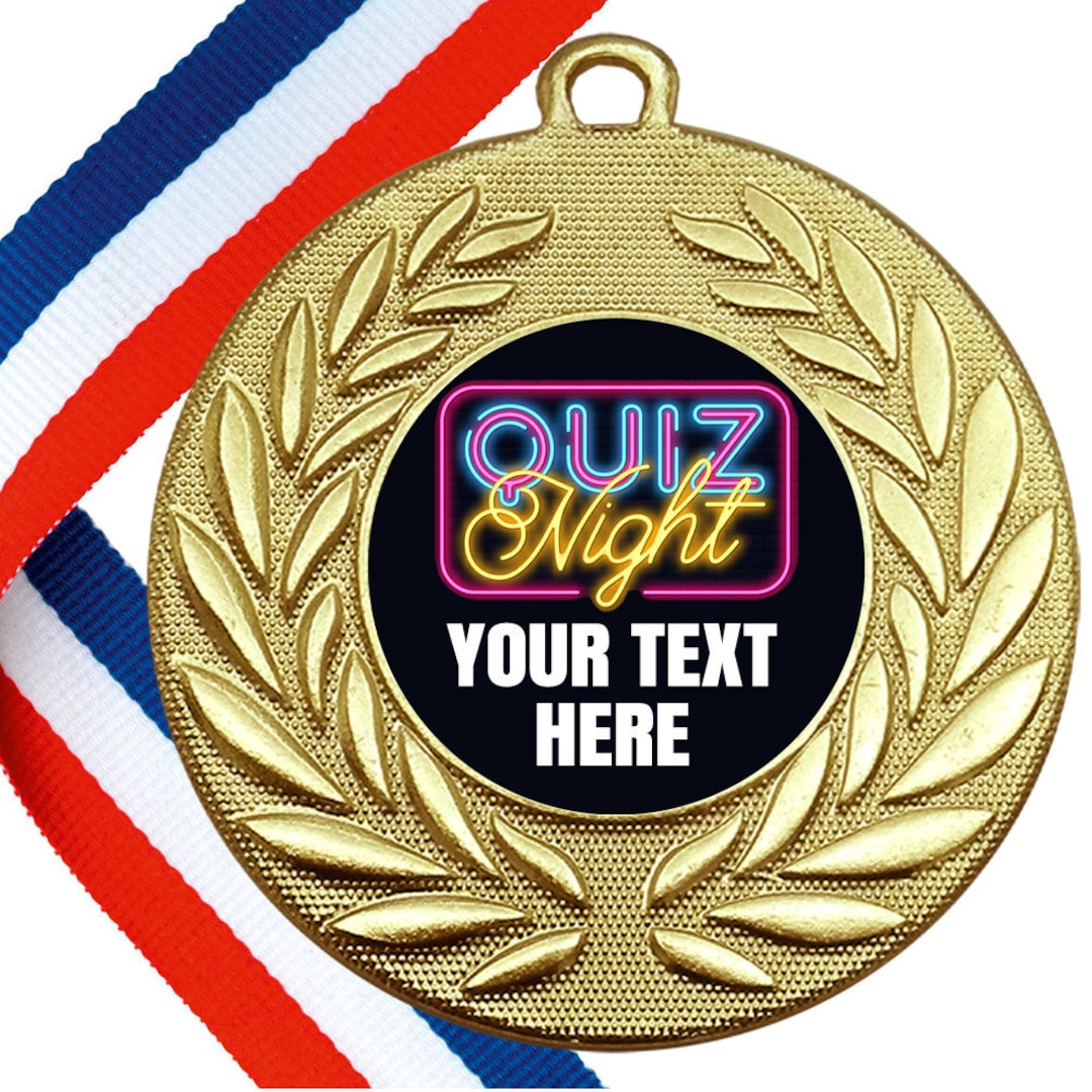 10 X Personalised Quiz Night Medals on Ribbons FULLY ASSEMBLED ...