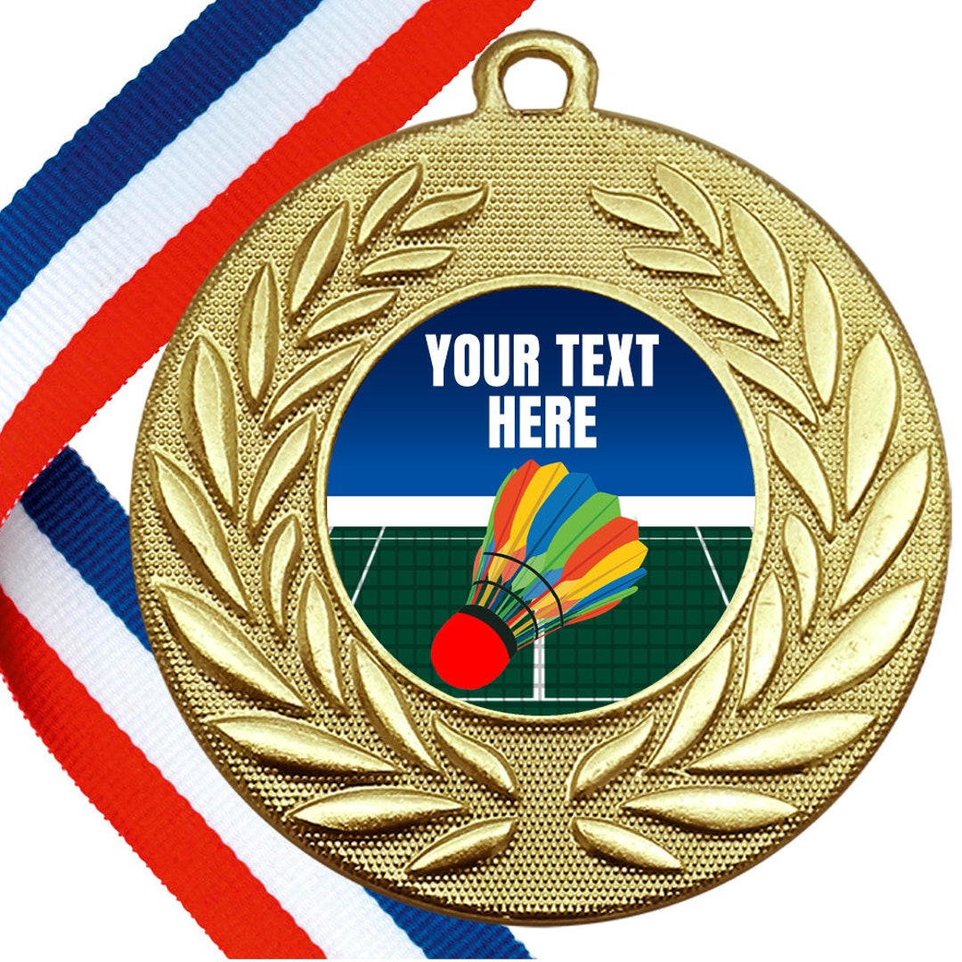 10 X Personalised Badminton Medals on Ribbons FULLY ASSEMBLED Available ...