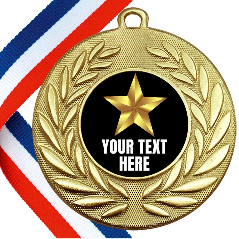 10 X Personalised Star Award Medals on Ribbons FULLY ASSEMBLED ...