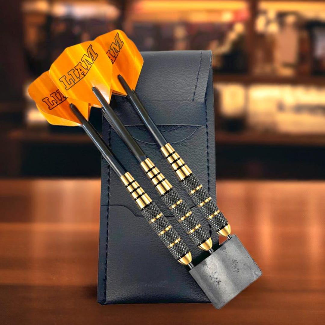 Personalised Deluxe Darts Gift Set - With Custom Printed Metallic Dart ...