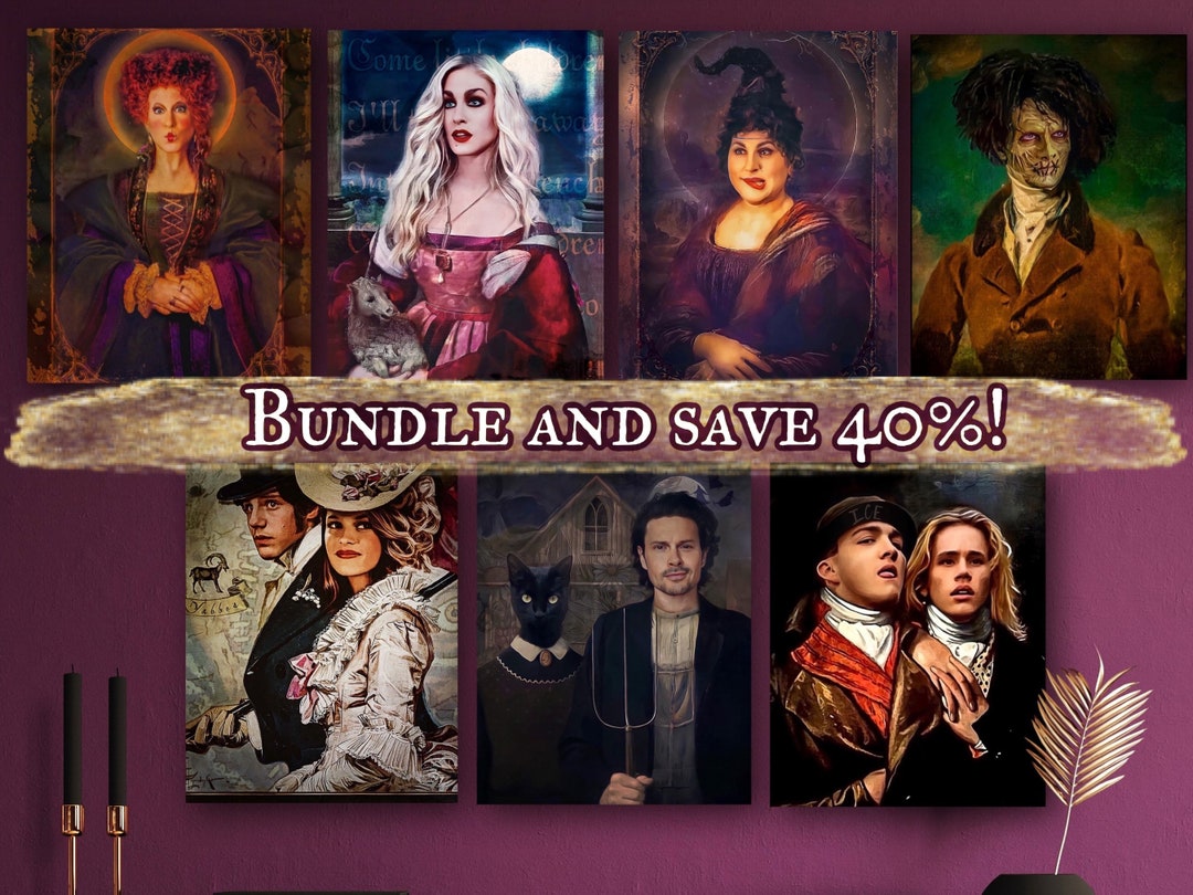 Hocus Pocus Art Print Bundle: Vintage Oil Painting Style, Halloween ...