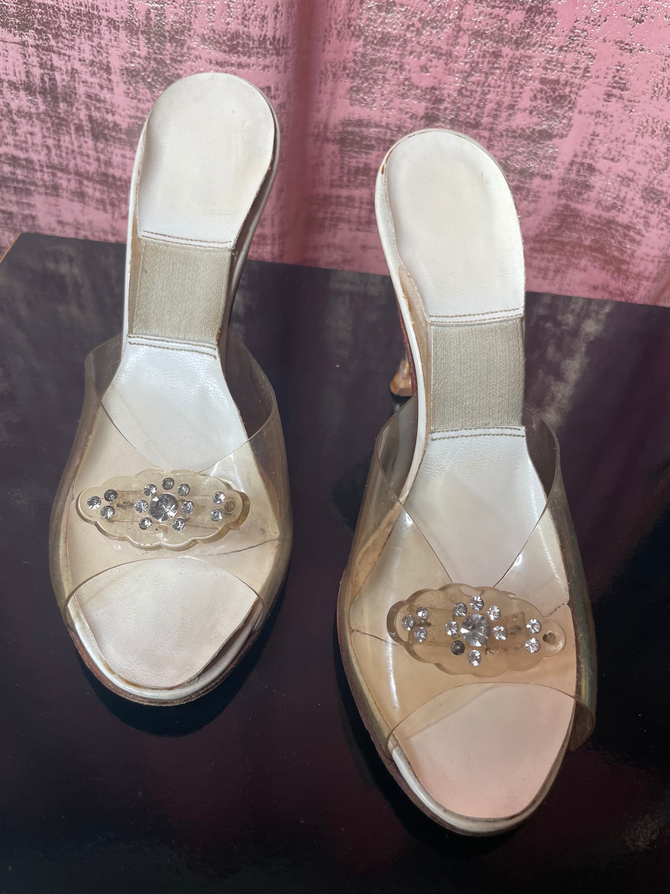1950s Lucite Rhinestone Cinderella Springolator Heels - Etsy