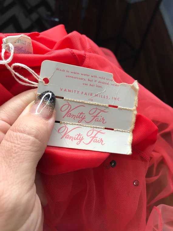 Vintage Lipstick Red Vanity Fair Nightgown Dress with… - Gem