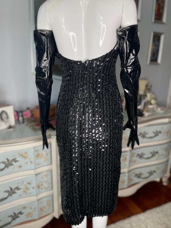 Goth Vamp Disco 1970s "Joy Stevens" Black Sequin Dress - Gem