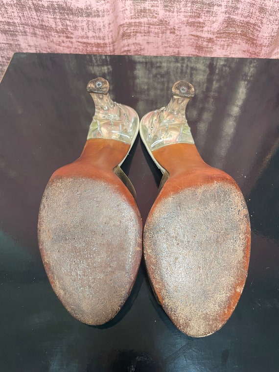 1950s Lucite Rhinestone Cinderella Springolator Heels - Gem