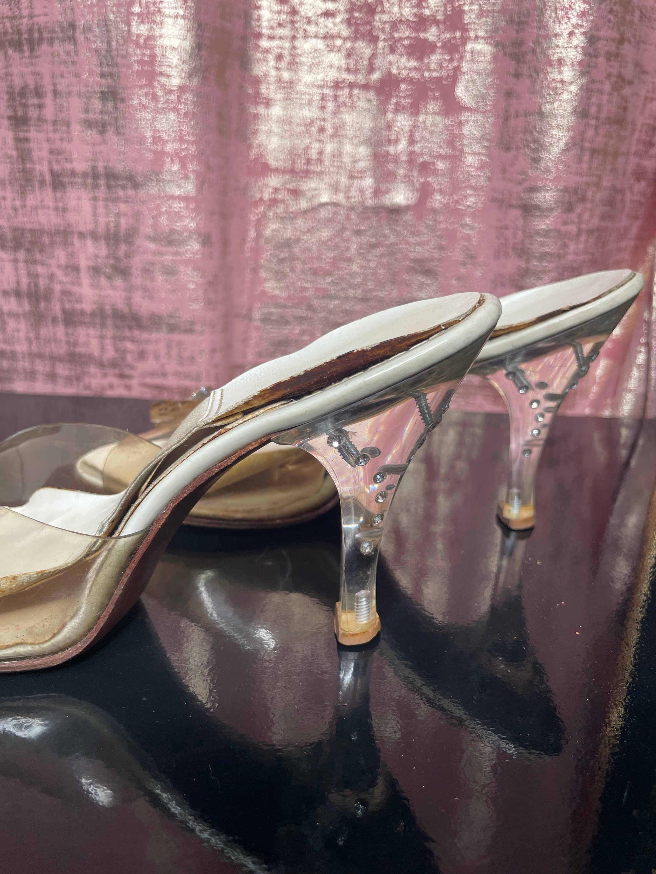 1950s Lucite Rhinestone Cinderella Springolator Heels - Etsy