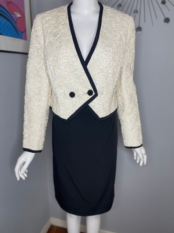 Vintage 1980s Designer Suit David Hayes Skirt Set Bla… - Gem