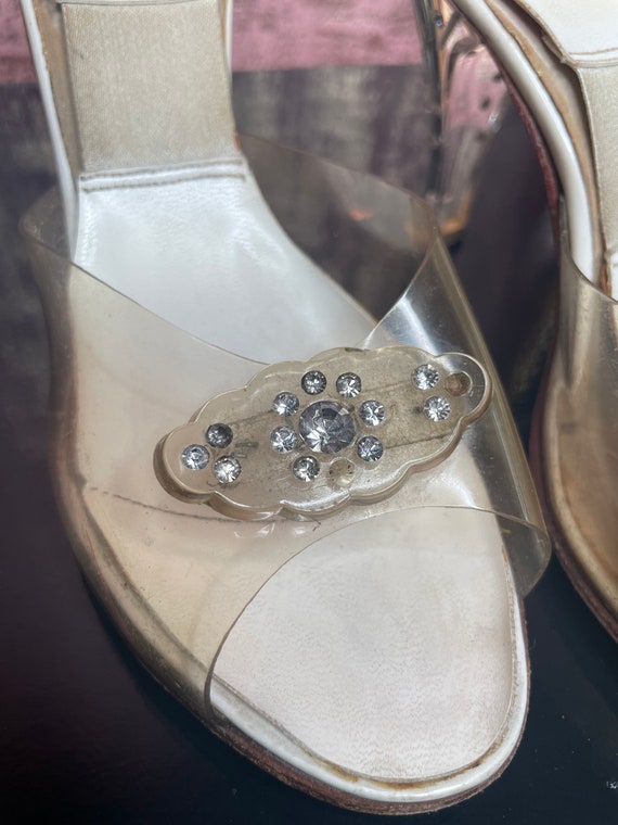 1950s Lucite Rhinestone Cinderella Springolator Heels - Gem