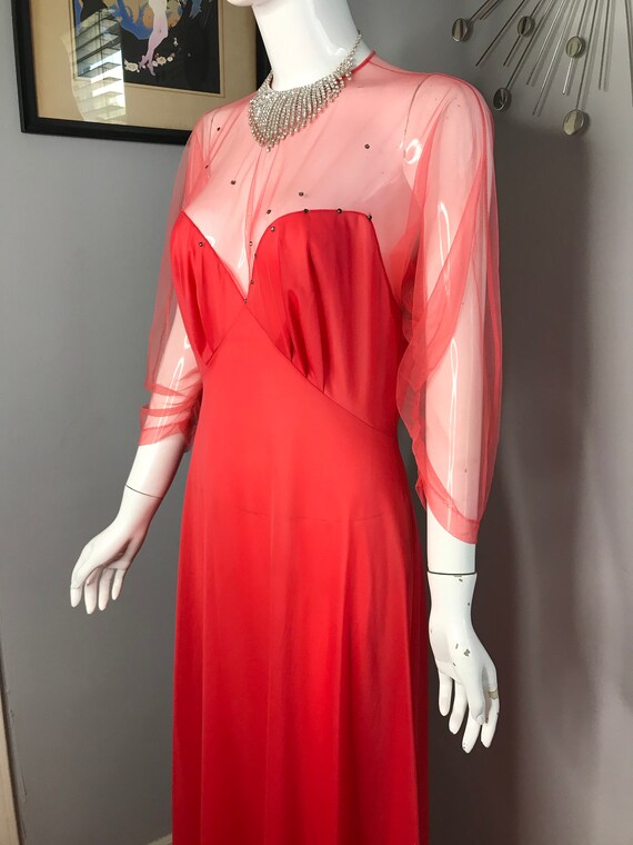 Vintage Lipstick Red Vanity Fair Nightgown Dress with… - Gem