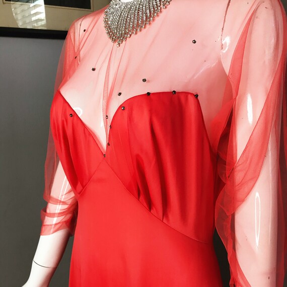 Vintage Lipstick Red Vanity Fair Nightgown Dress with… - Gem