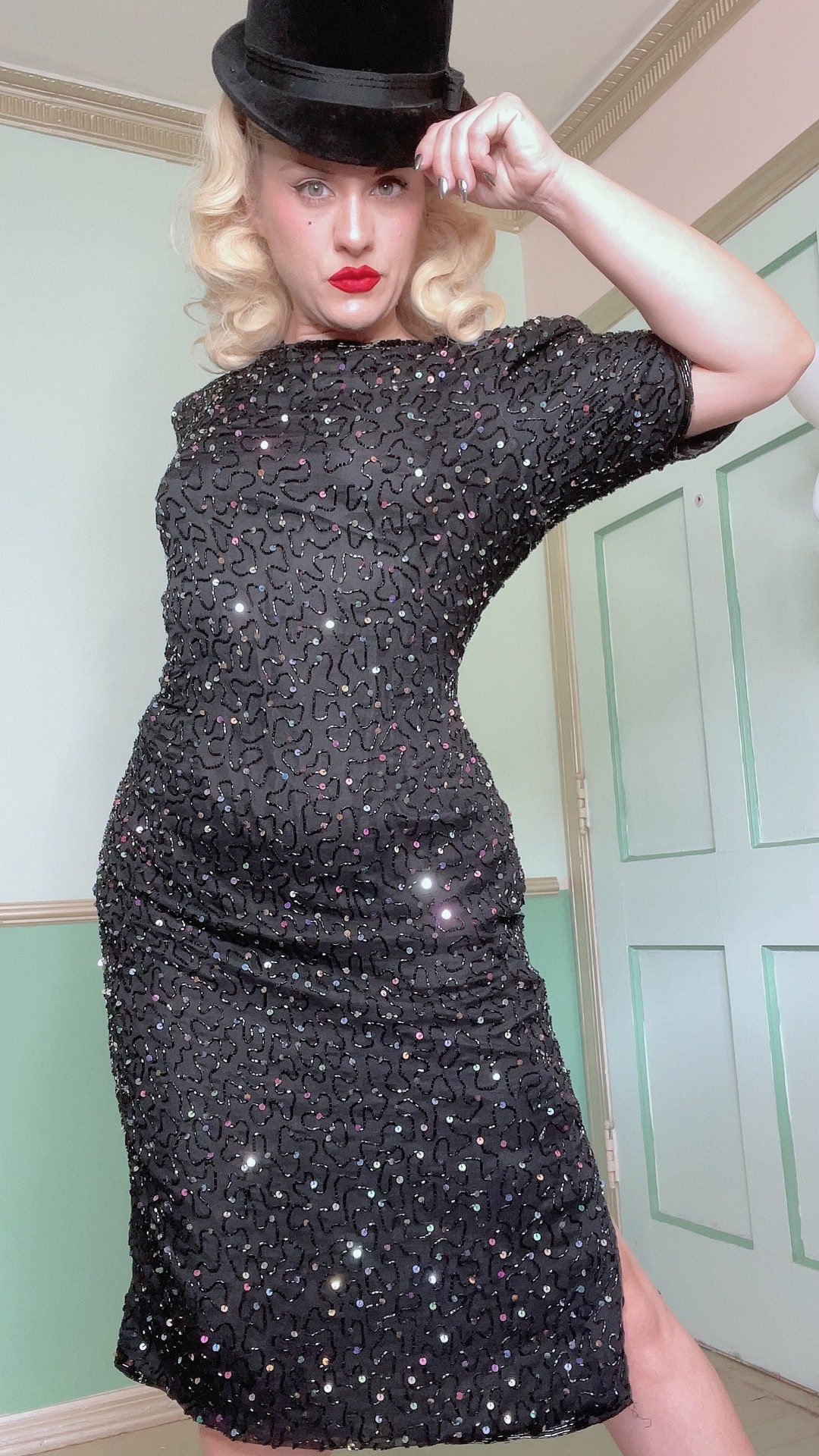 VTG 80s Rainbow Oil Slick Sequin Silk Gown Pride Drag Burlesque - Etsy