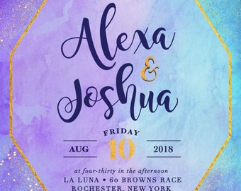 Blue Watercolor Wedding Invitation - Etsy