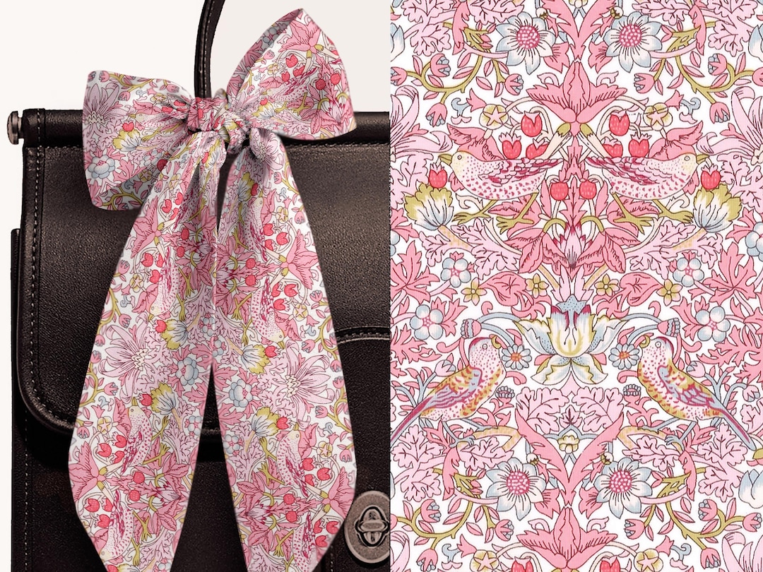 Liberty London Skinny Scarf: Strawberry Thief Pink, William Morris, Tie ...