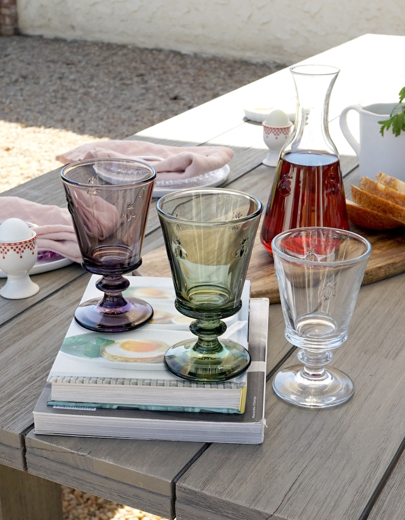 Bee Colored Wine Glasses-bee Glass Cups-glass Wine Goblets-wine Glasses ...