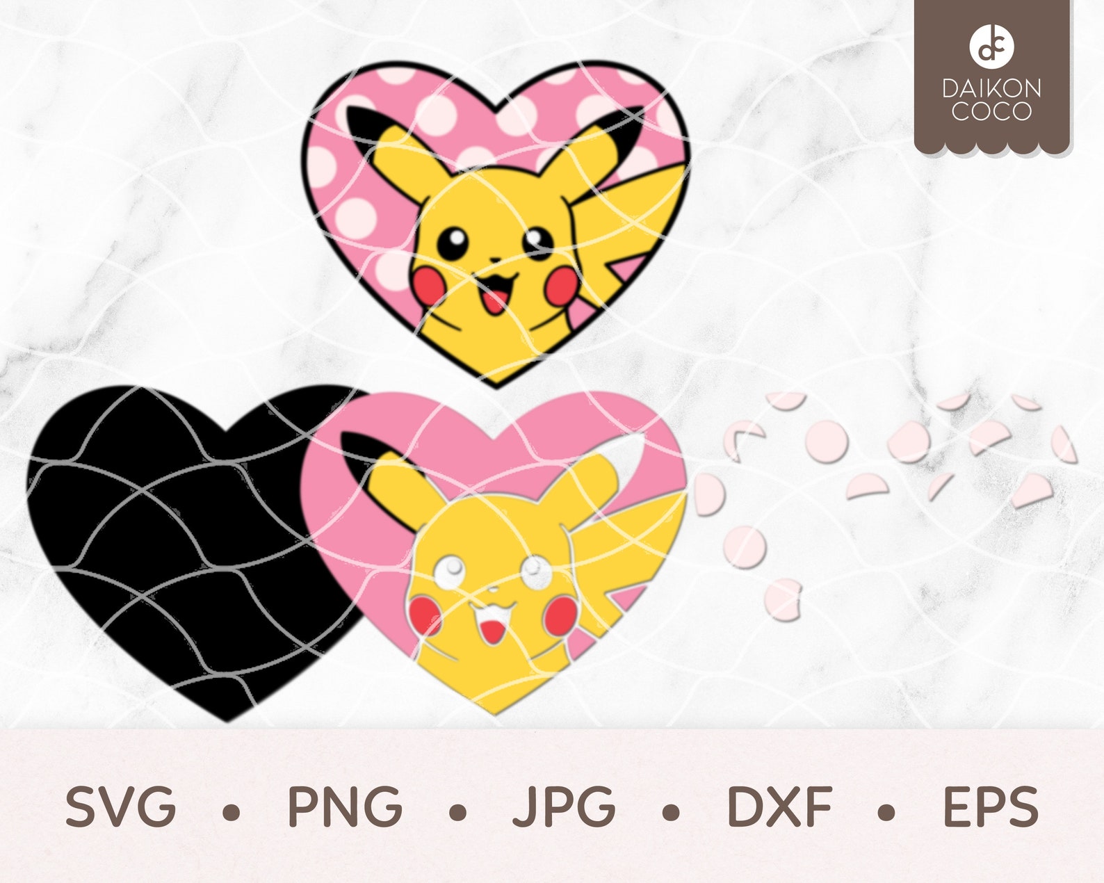 Pikachu Valentine SVG, Pikachu Heart SVG, Polka Dot Heart, Love, Svg ...